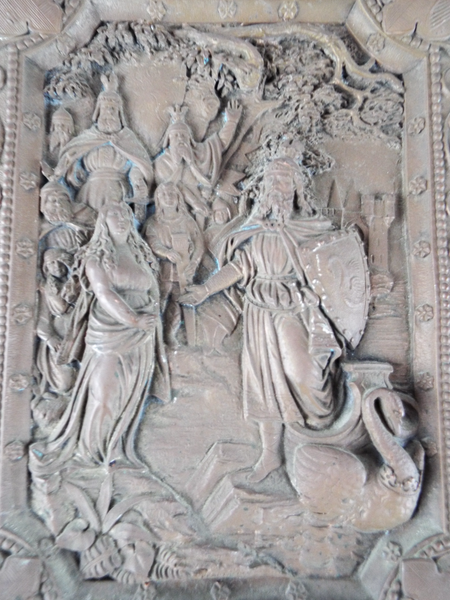 Antique 19thC Bas Relief Copper Art Engraved Panel Ancient Warrior Pea ...