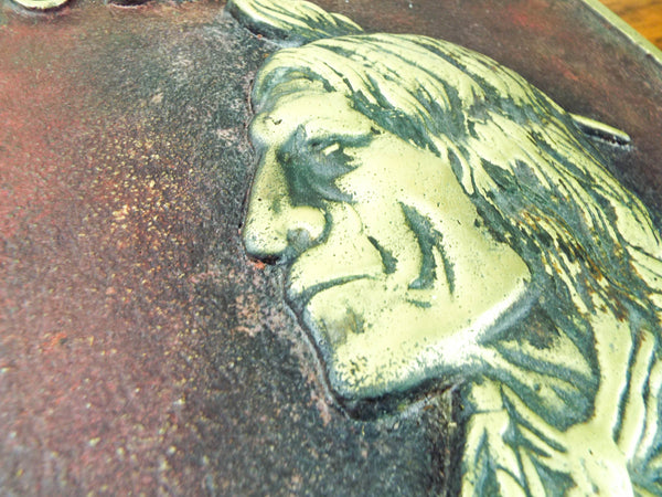 Antique Mohawk Tool Works Bronze Advertising Wall Plaque Native Indian ...