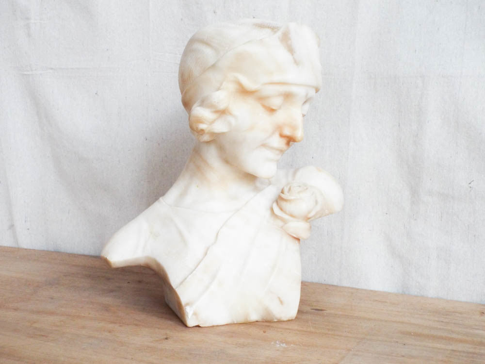 Art Deco Alabaster Marble Sculpture Female Bust Flapper – Yesteryear ...