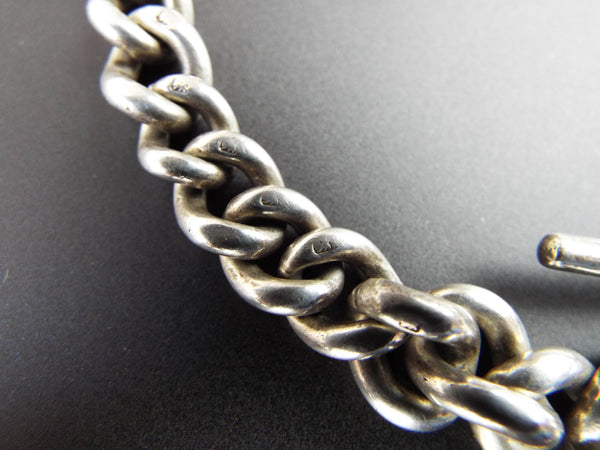 Antique English Sterling Silver Double Albert Watch Chain 14" Hallmark ...